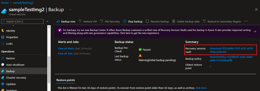 Disable Backup and Remove VM from an Existing Recovery Service Vault – Nerdio Help Center