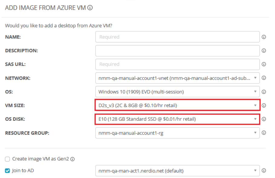 VM Size and Disk Options – Nerdio Help Center