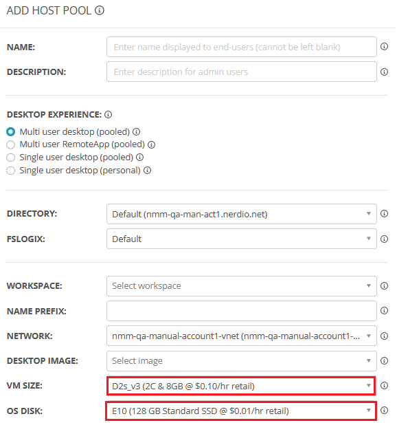 VM Size and Disk Options – Nerdio Help Center
