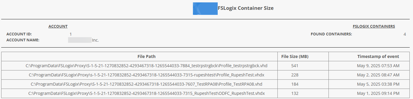 View FSLogix profile container size reports – Nerdio Help Center